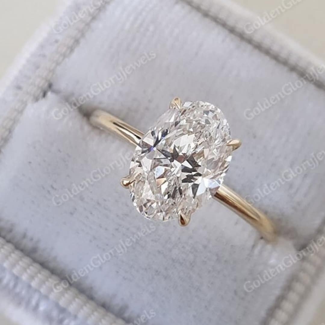 3ct Oval Cut Moissanite Engagement Ring 3 Carat Solitaire - Etsy