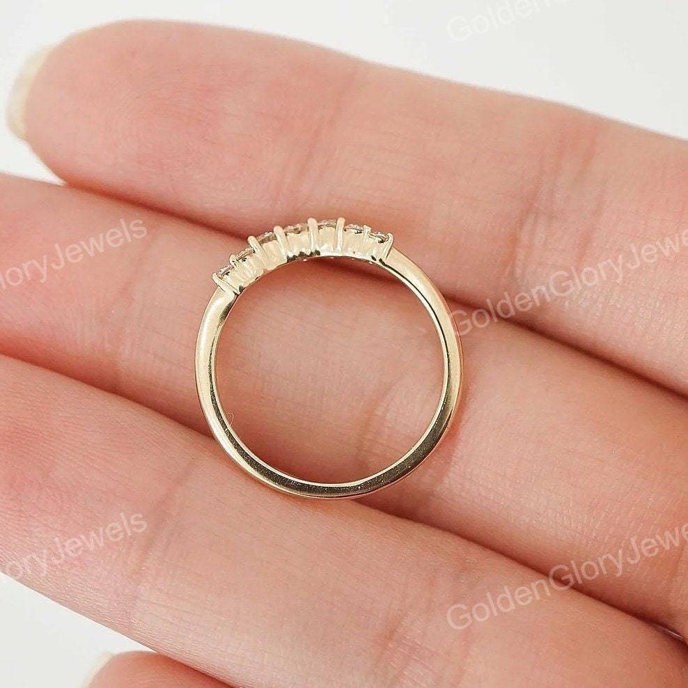 14K Gold Womens Curved Wedding Band Curved Ring Nesting - Etsy