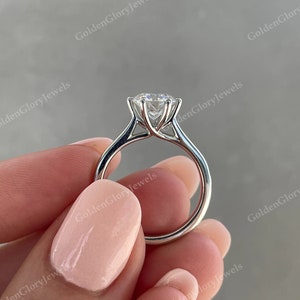 2ct Round Moissanite Ring, Round Engagement Ring, 14k Solid Gold ...