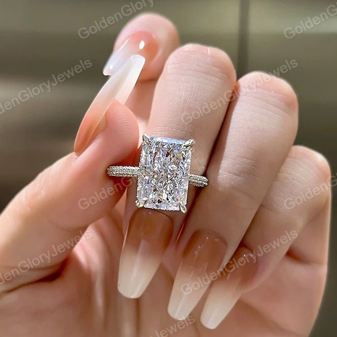 7CT Elongated Radiant Cut Moissanite Engagement Ring Radiant - Etsy