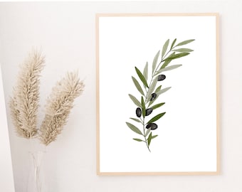 Olive Branch Botanical Print, Digital Download, Olive Branch Leaves ...