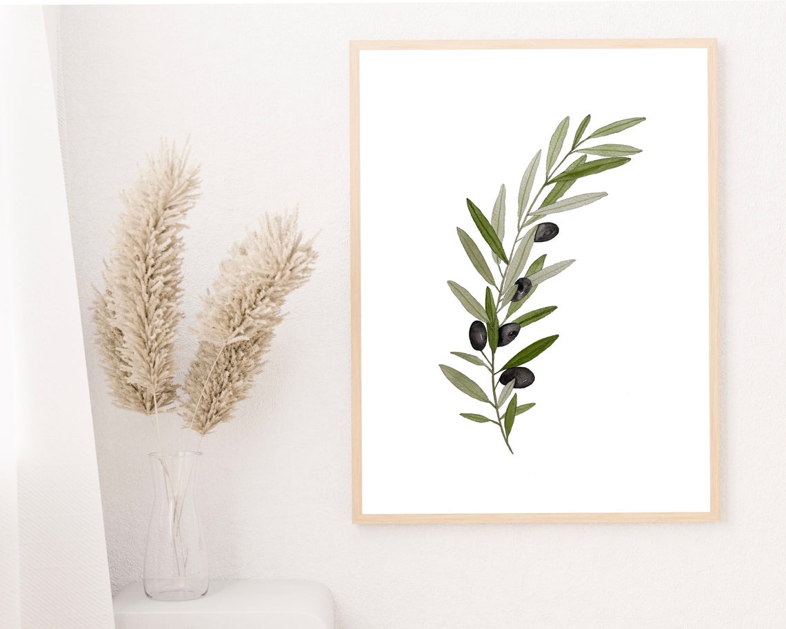 Olive Branch Botanical Print, Digital Download, Olive Branch Leaves ...