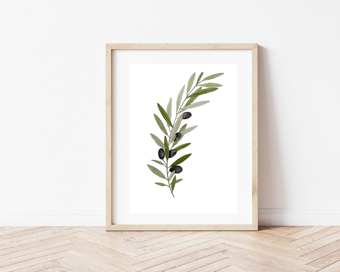 Olive Branch Botanical Print, Digital Download, Olive Branch Leaves ...