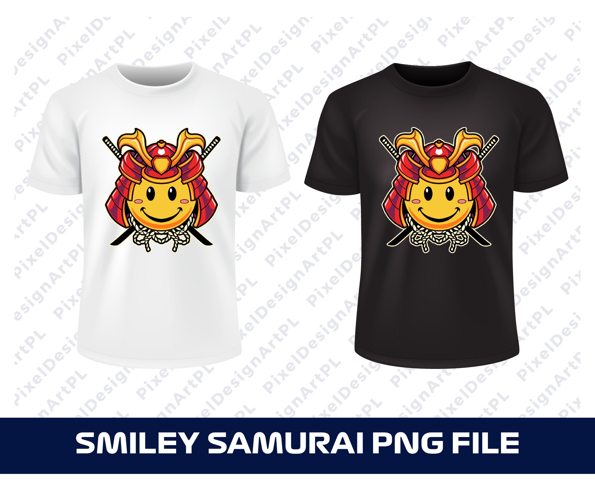 Smiley Face Samurai PNG FILE Sublimation T-shirt - Etsy