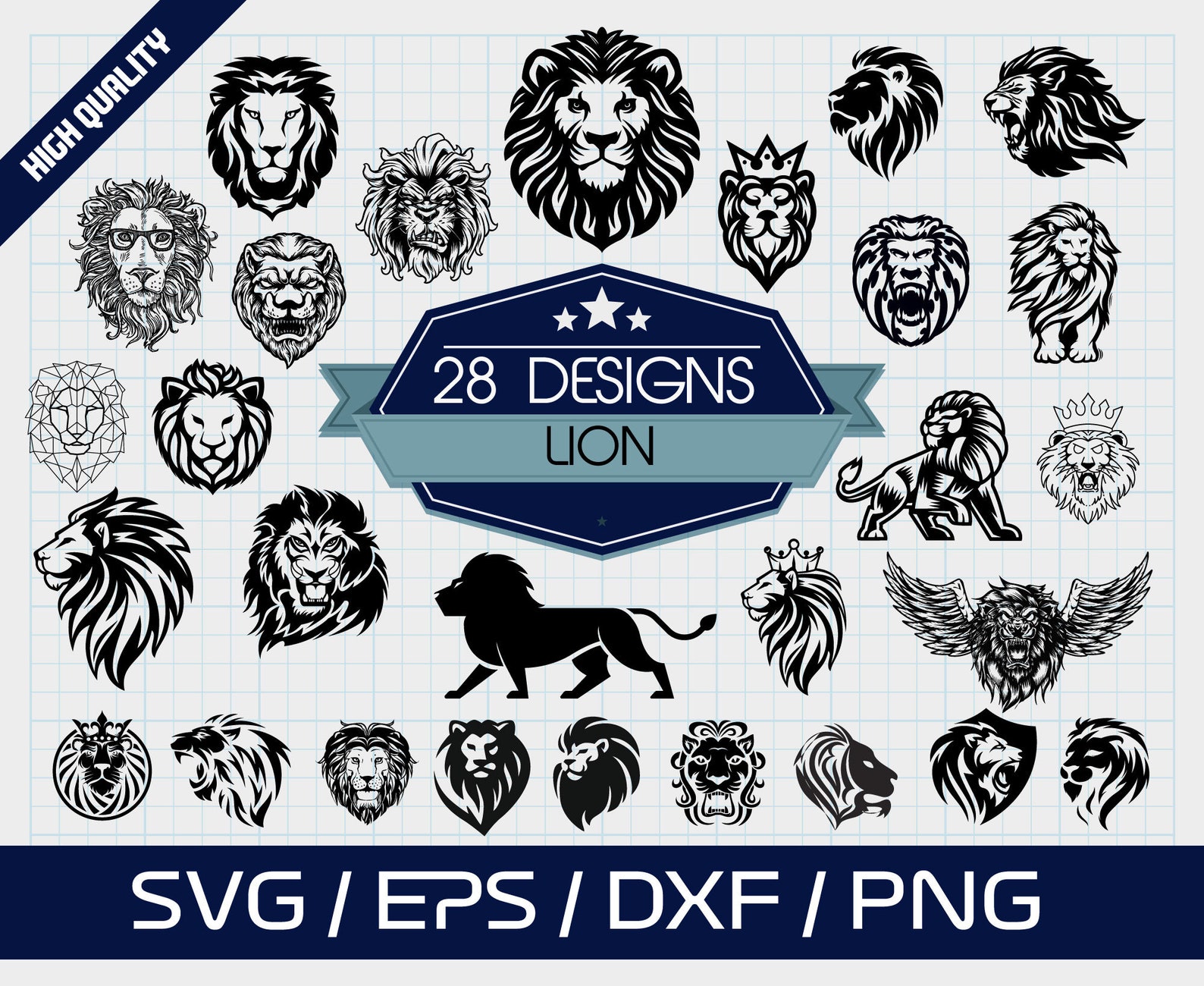 Lion SVG Bundle Cricut Silhouette Scrapbooking Card | Etsy