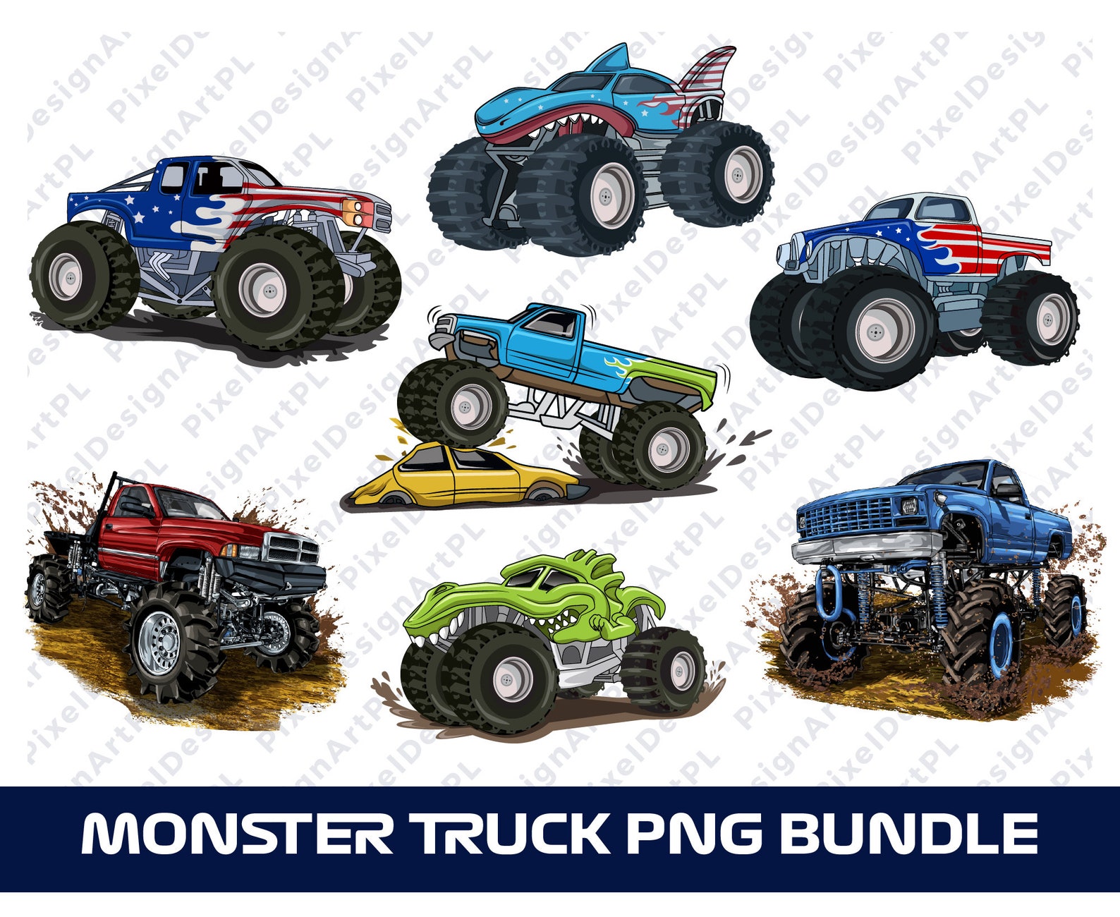 Monster Truck PNG Bundle 7 Designs Truck Clipart - Etsy