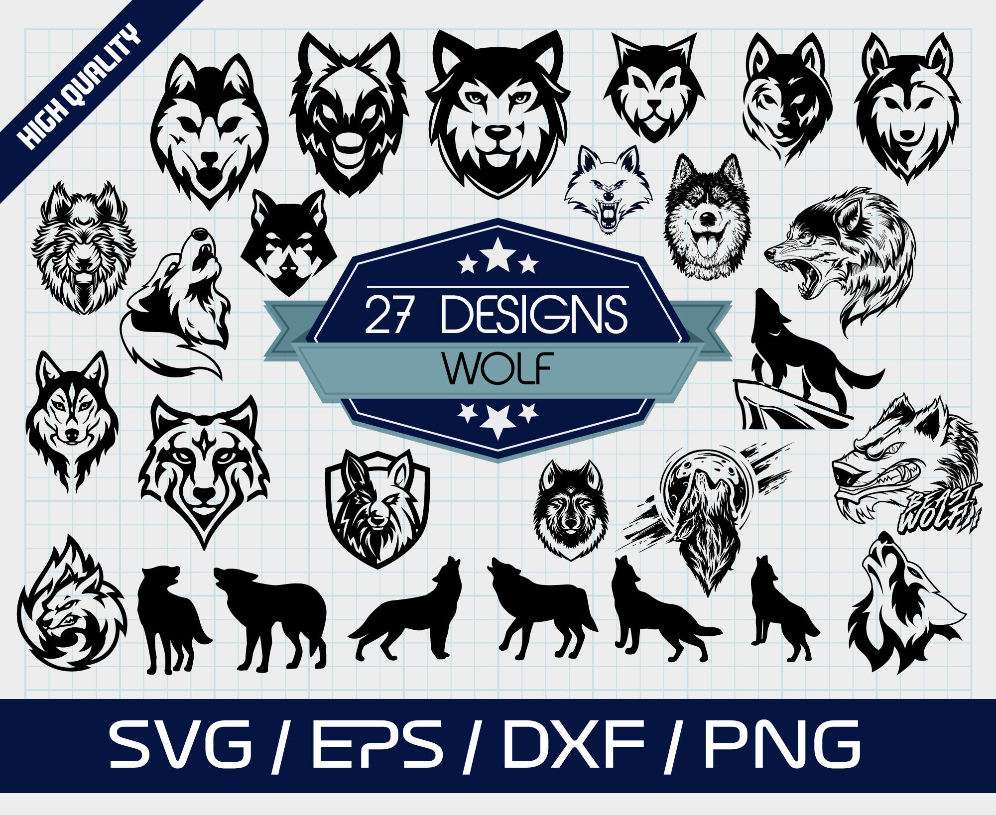 Wolf SVG Bundle Cricut Silhouette Scrapbooking Card - Etsy