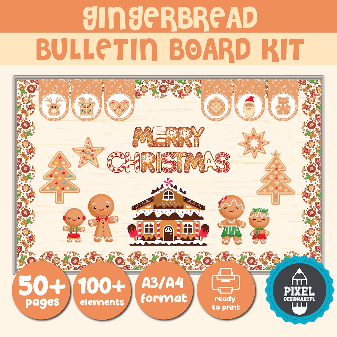 Gingerbread Bulletin Board, Christmas Bulletin Board, Christmas Decor ...
