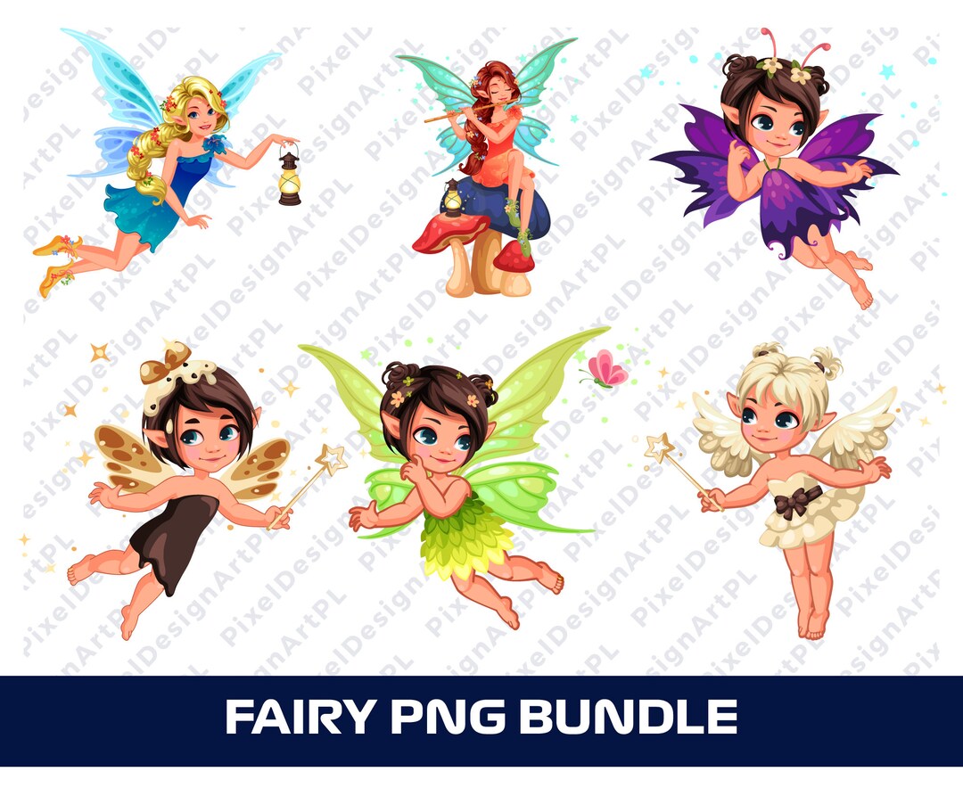 Fairy PNG Bundle - 6 Designs, Cute Fairy PNG, Princess PNG, Fairy T ...