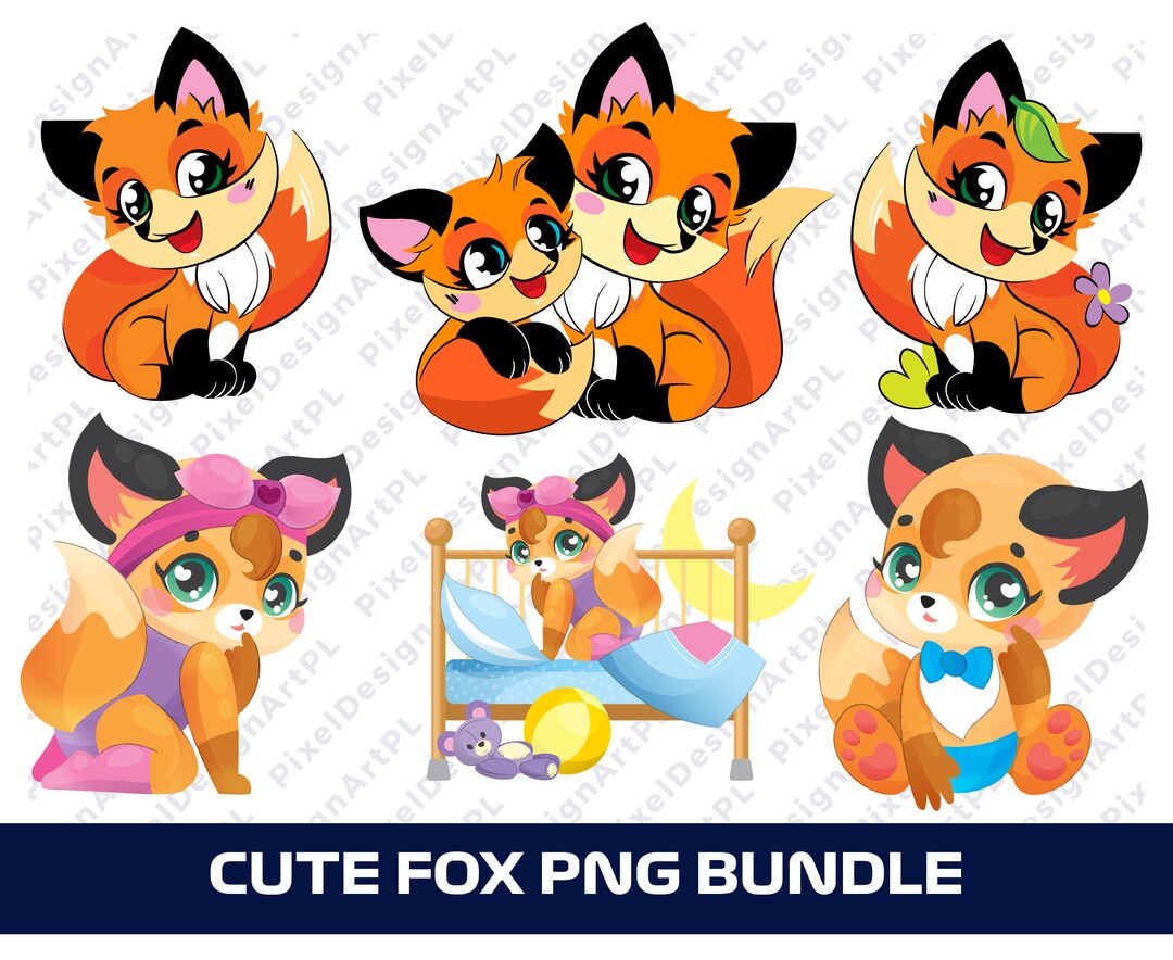 Cute Fox PNG Bundle - 6 Designs, Fox for Sublimation File, T-shirt ...