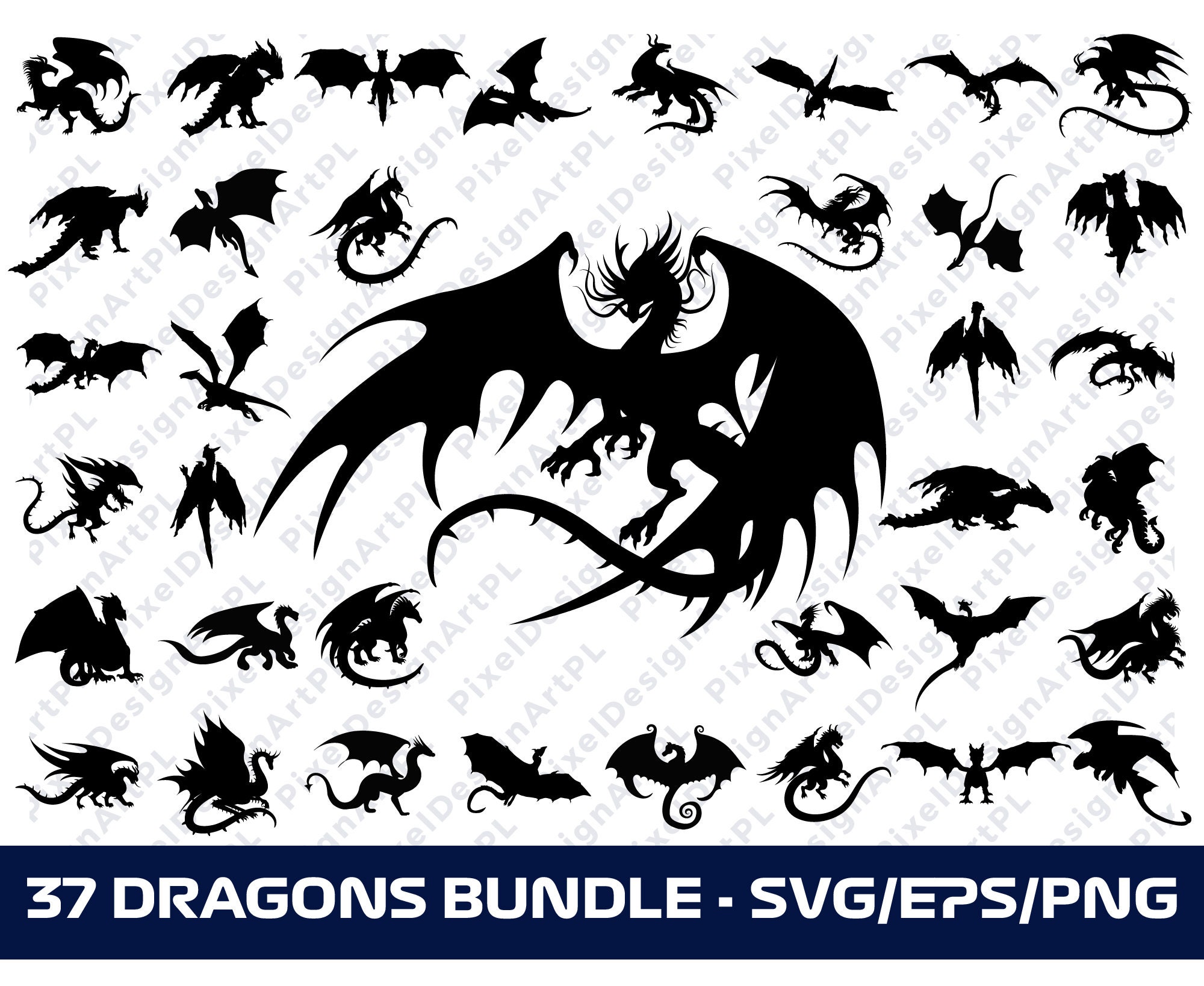37 Dragon Bundle SVG,EPS,PNG, Cricut, Clipart, Sublimation, Space T ...