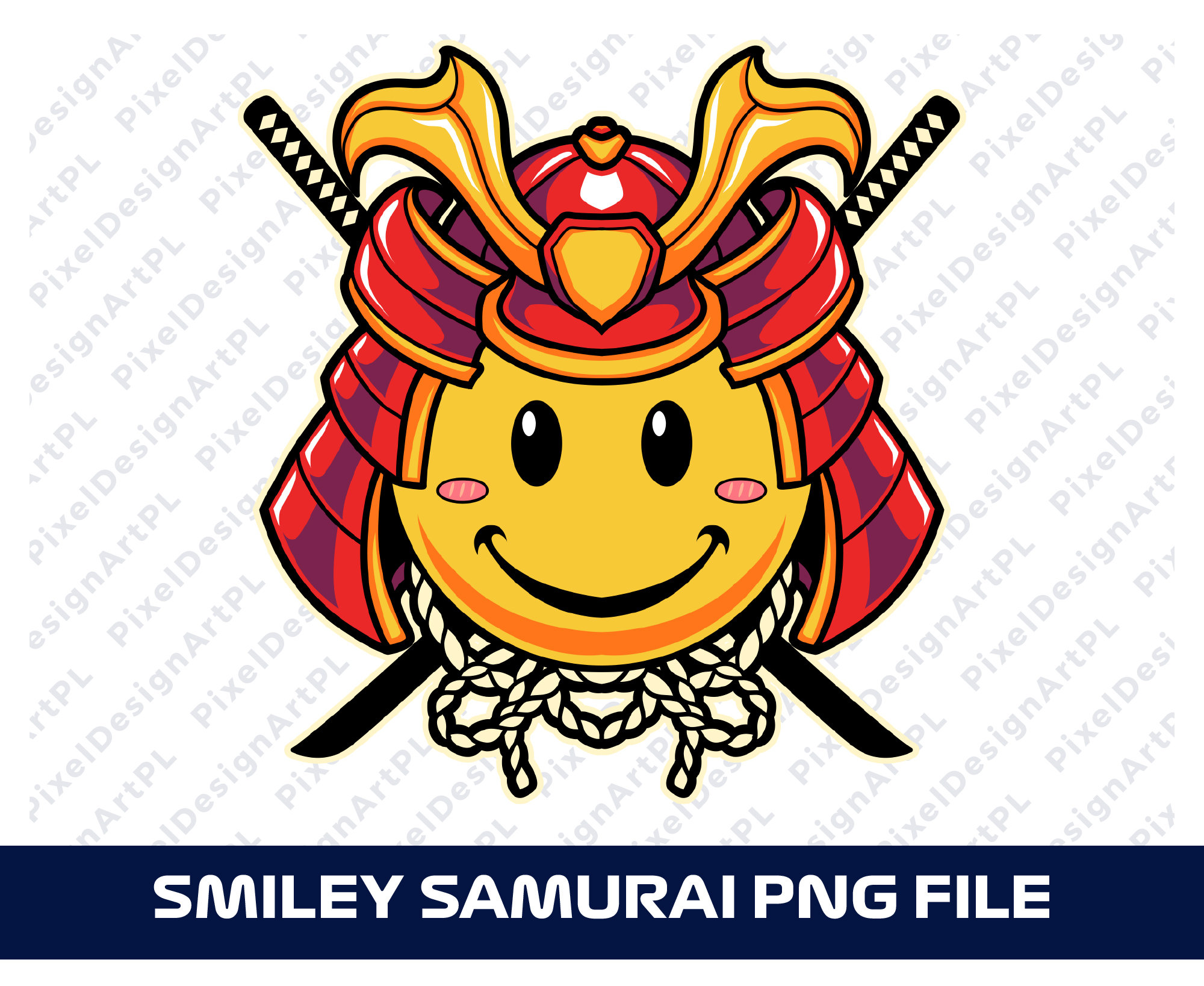Smiley Face Samurai PNG FILE Sublimation T-shirt - Etsy