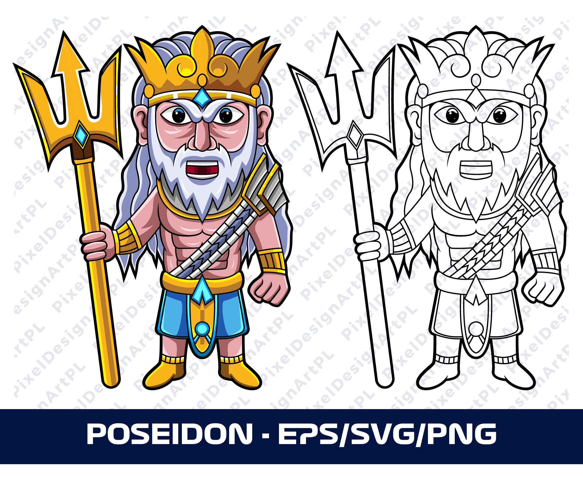 Greek God Poseidon Cartoon