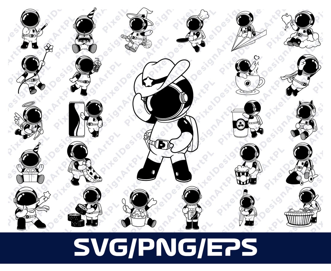 Astronaut SVG,EPS,PNG Bundle - 25 Designs, Cricut, Clipart, Sublimation ...