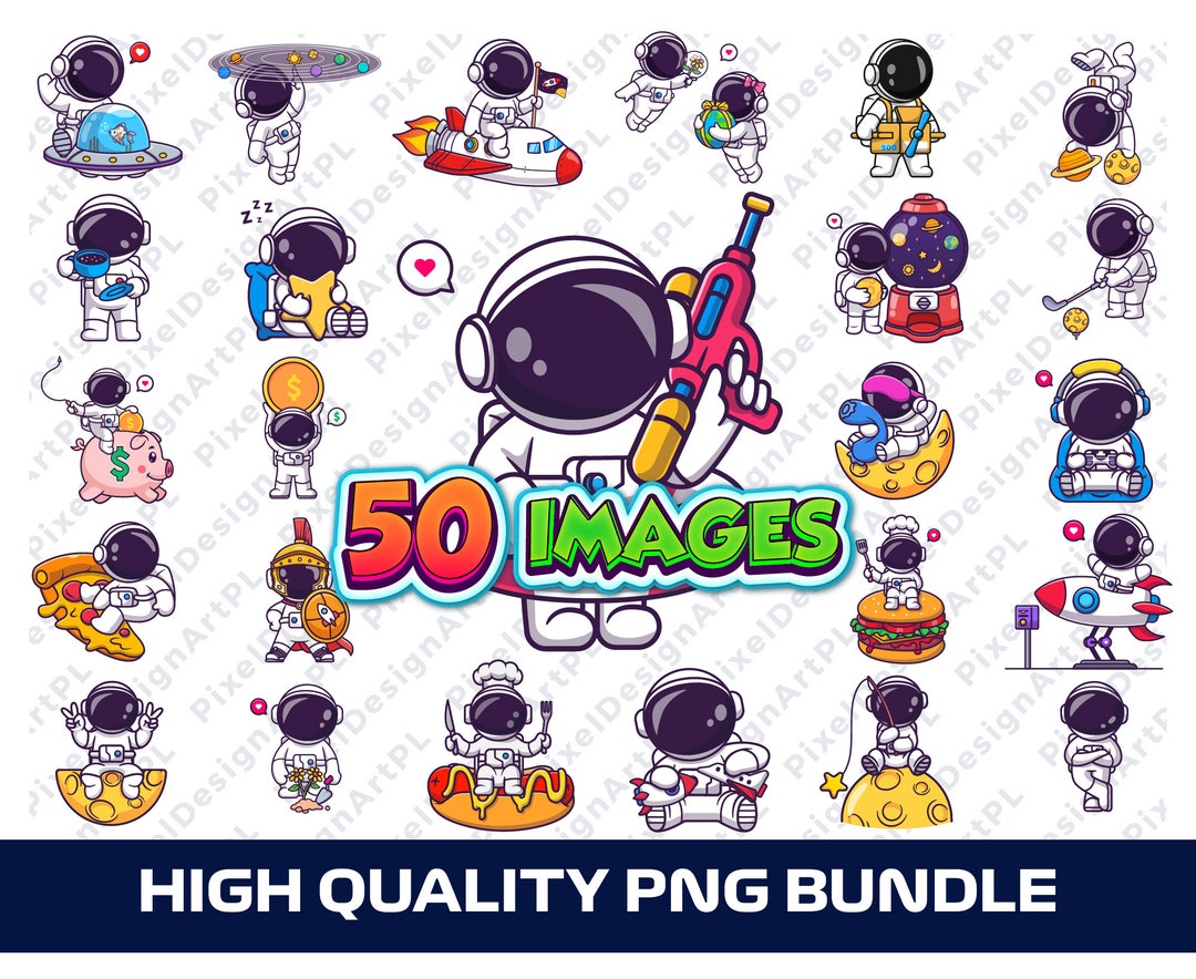 Astronaut PNG Bundle - 50 Designs, Clipart, Sublimation, T-shirt Design ...