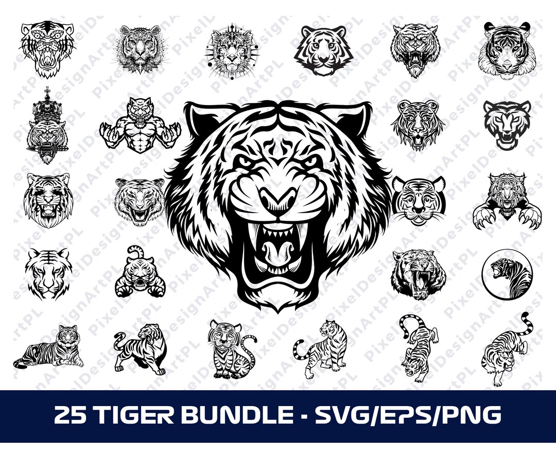 25 Tiger Bundle SVG,EPS,PNG, Cricut, Clipart, Sublimation, T-shirt ...