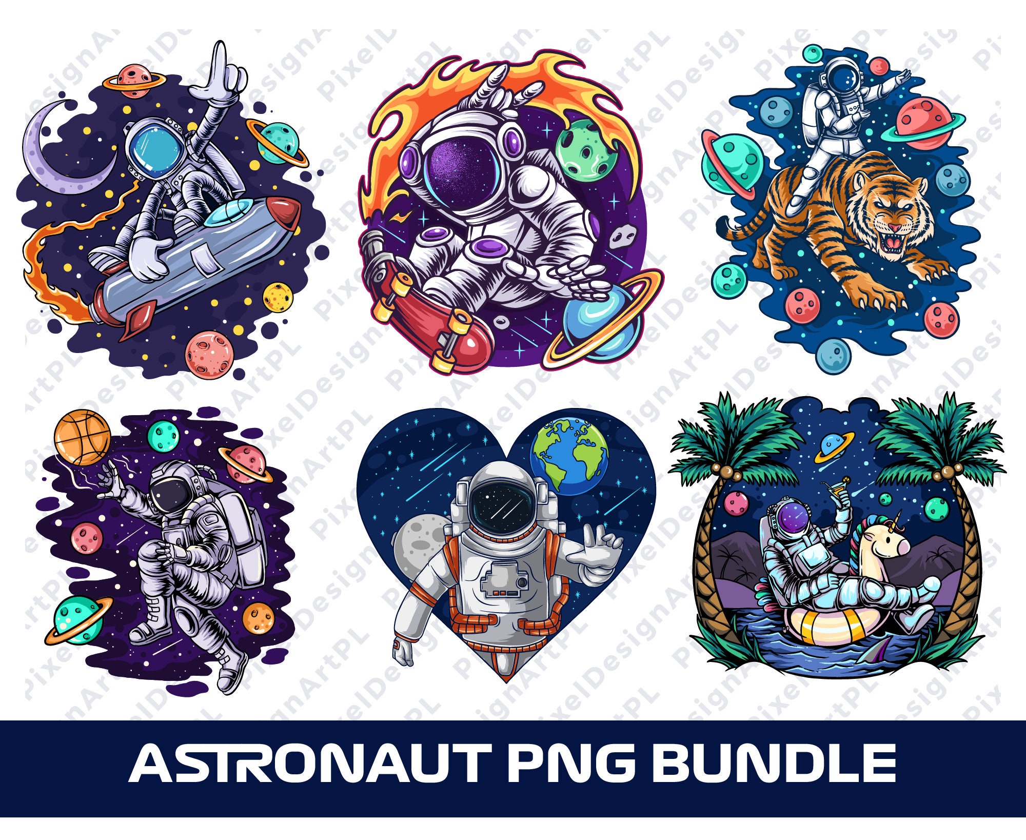 Astronaut PNG Bundle 6 Designs Space PNG Outer Space - Etsy