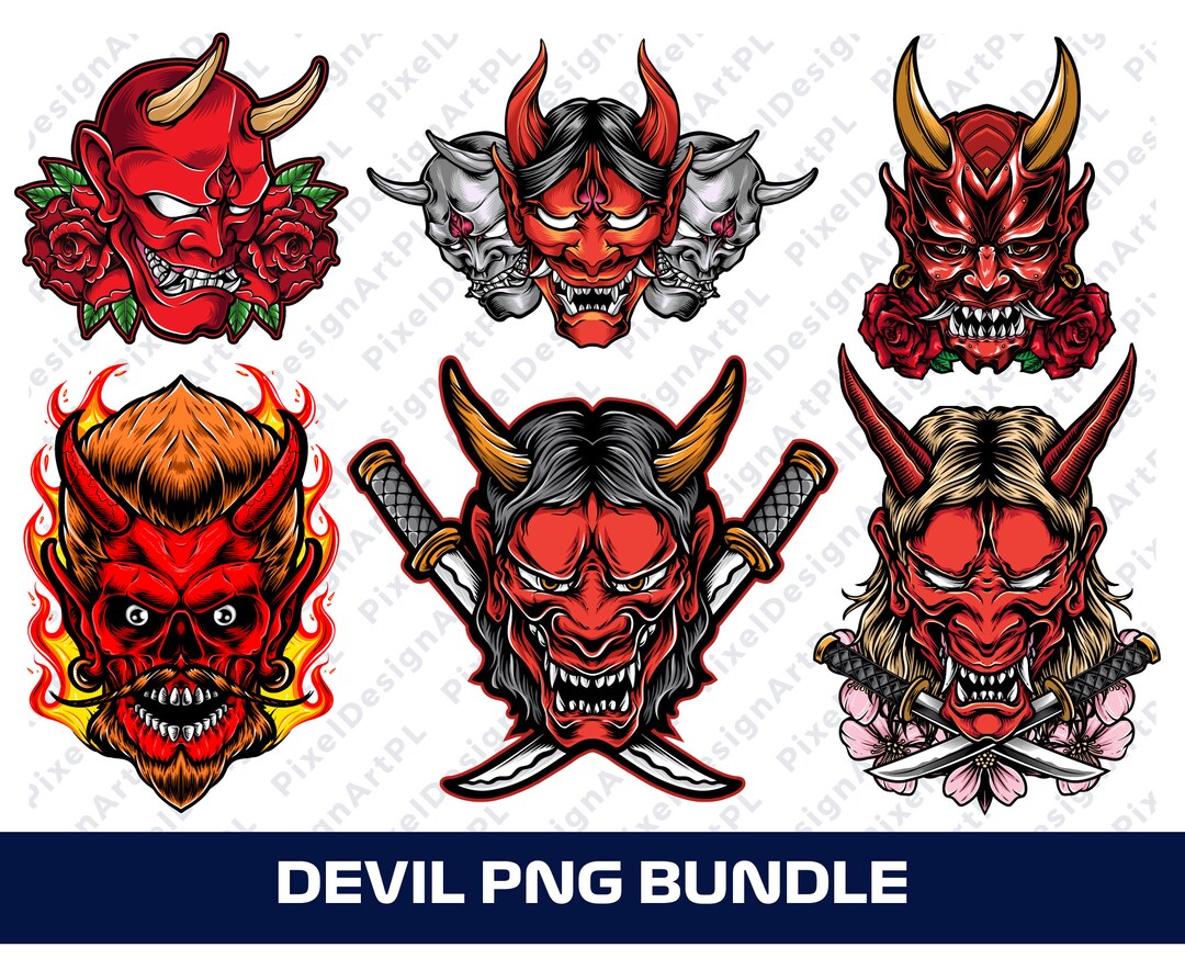 Devil PNG Bundle - 6 Designs, Devil With Roses PNG, Skull PNG, T-shirt ...