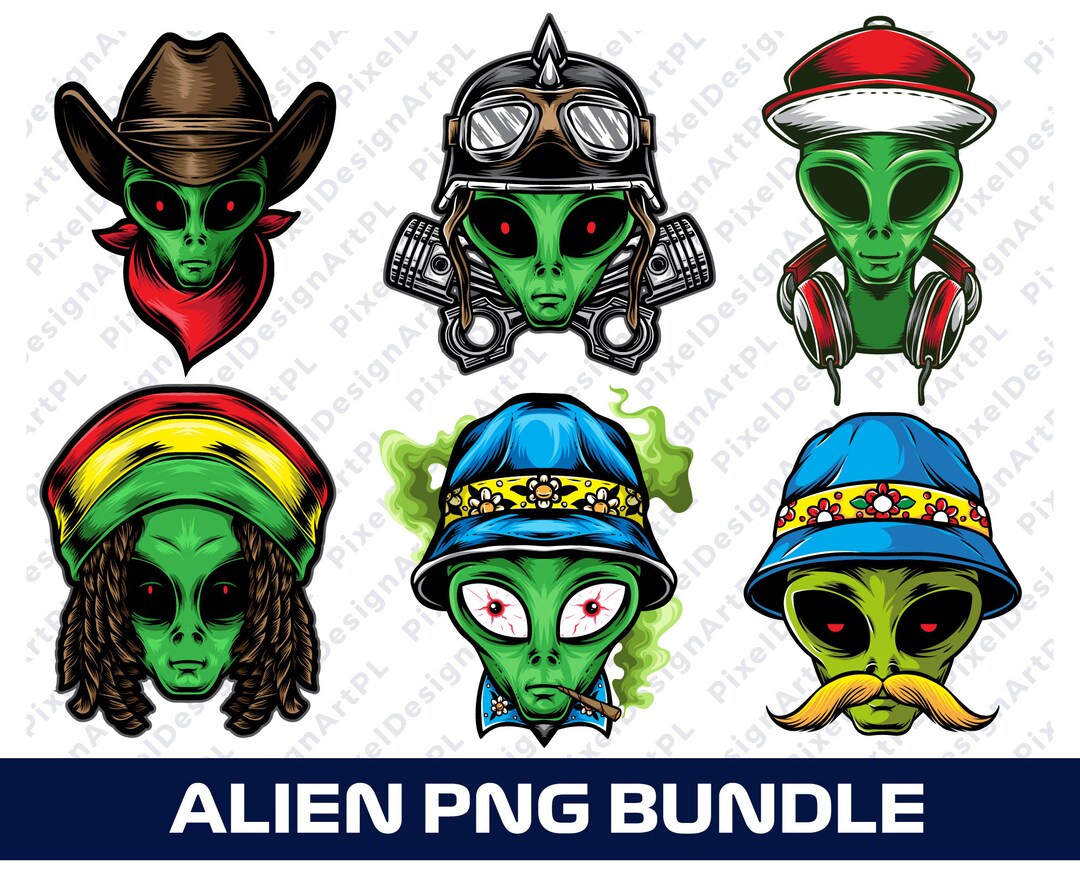 Alien PNG Bundle - 6 Designs, Clipart, Sublimation, T-shirt Design - Etsy
