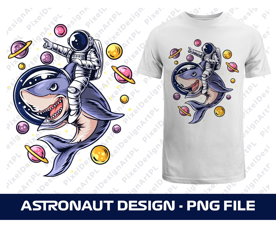 Astronaut on Shark PNG, Space PNG, Astronaut T-shirt PNG, Outer Space ...