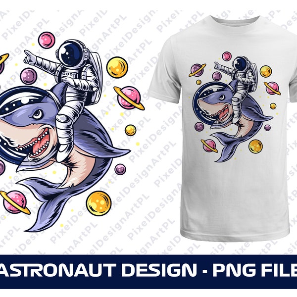 Astronaut on Shark Png - Etsy