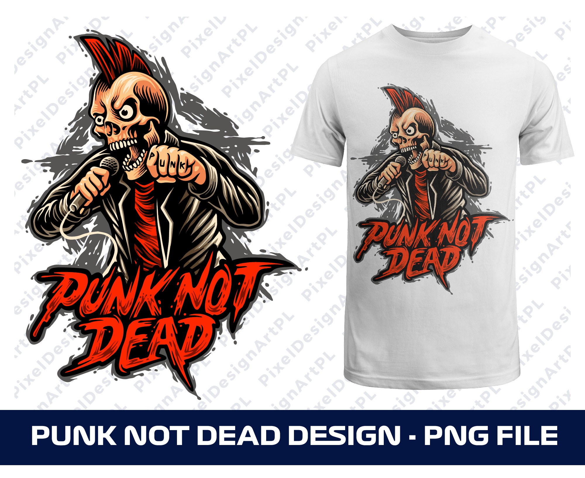 Punk Not Dead PNG Rockstar PNG Retro PNG Punk T-shirt - Etsy