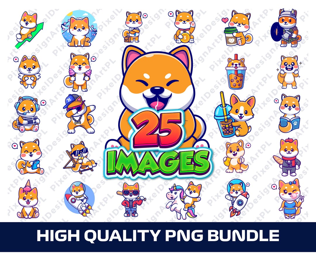Shiba Inu PNG Bundle - 25 Designs, Clipart, Sublimation, T-shirt Design ...