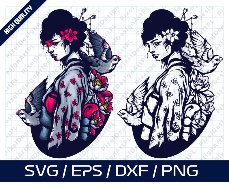 Geisha SVG Cricut Silhouette Scrapbooking Card Making - Etsy