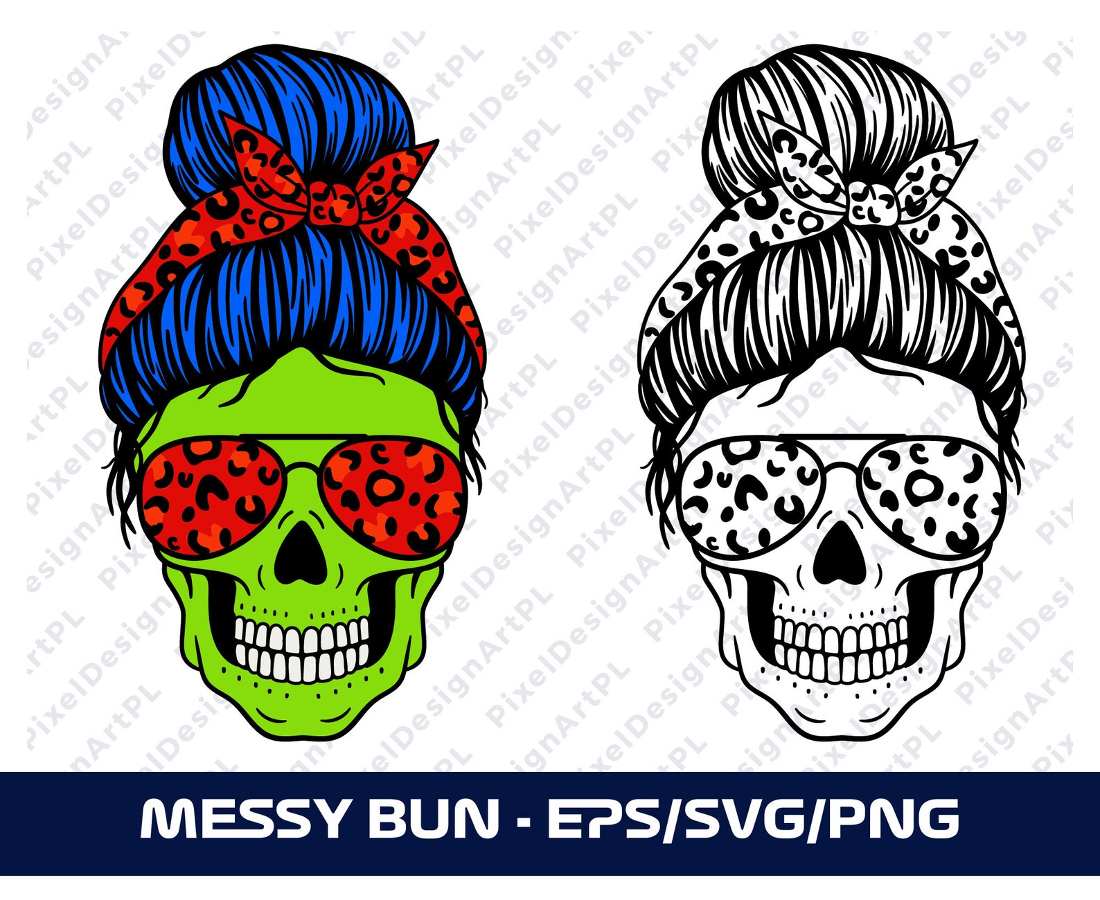 Messy Bun Zombie SVG/PNG/EPS, Cricut, Sublimation, T-shirt, Silhouette ...