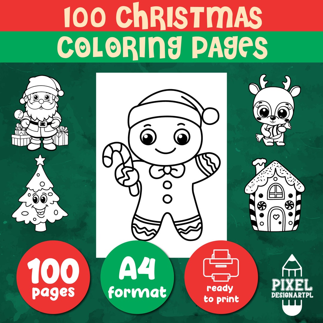 100 Christmas Coloring Pages, Printable, Instant Download, Christmas ...