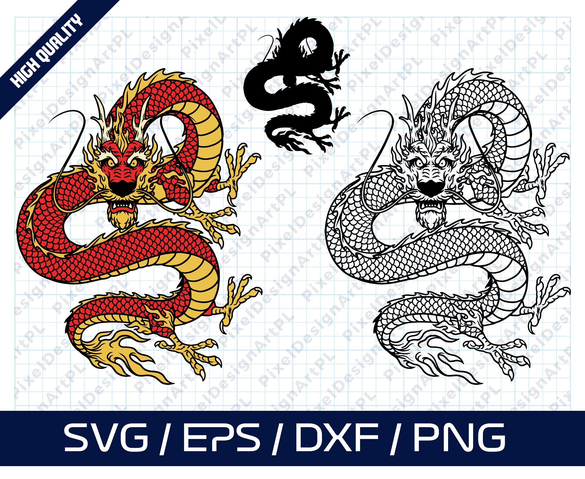 Red Chinese Dragon SVG, Cricut, Silhouette, Scrapbooking, Card Making ...