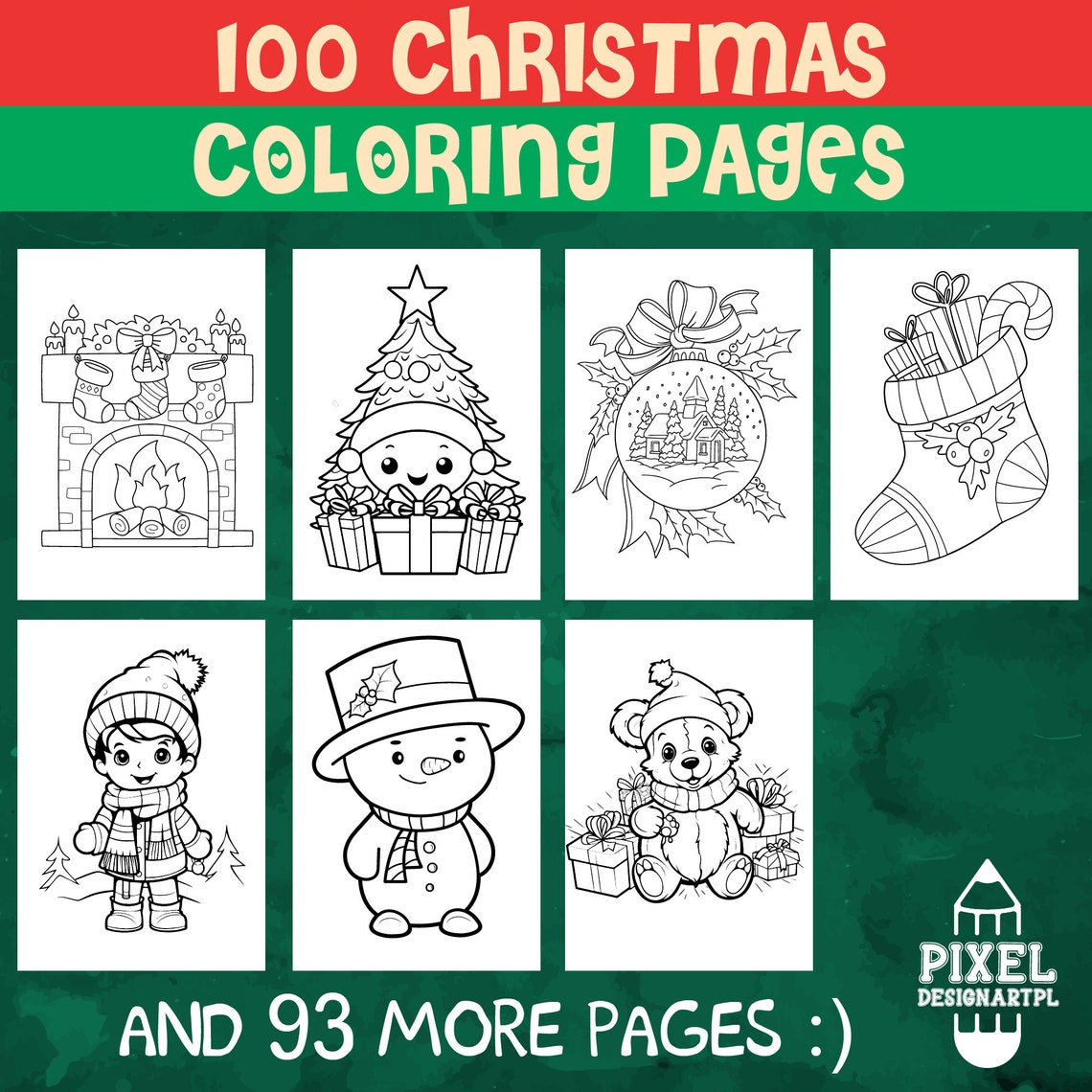 100 Christmas Coloring Pages, Printable, Instant Download, Christmas ...