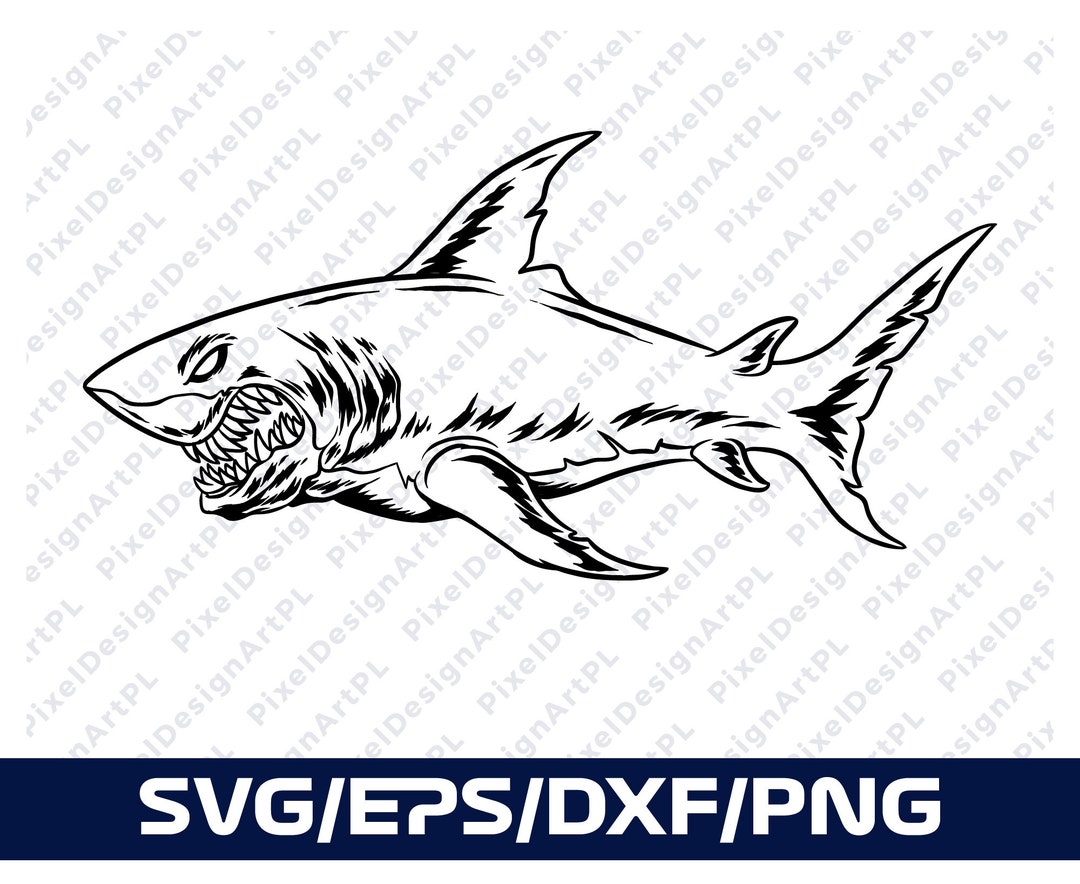 Angry Shark SVG/PNG/EPS, Shark Svg, Fish Svg, Shark T-shirt, Fish ...