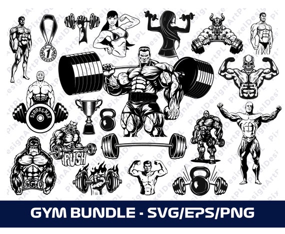 Bodybuilding Bundle SVGEPSPNG 20 Designs Cricut Clipart - Etsy