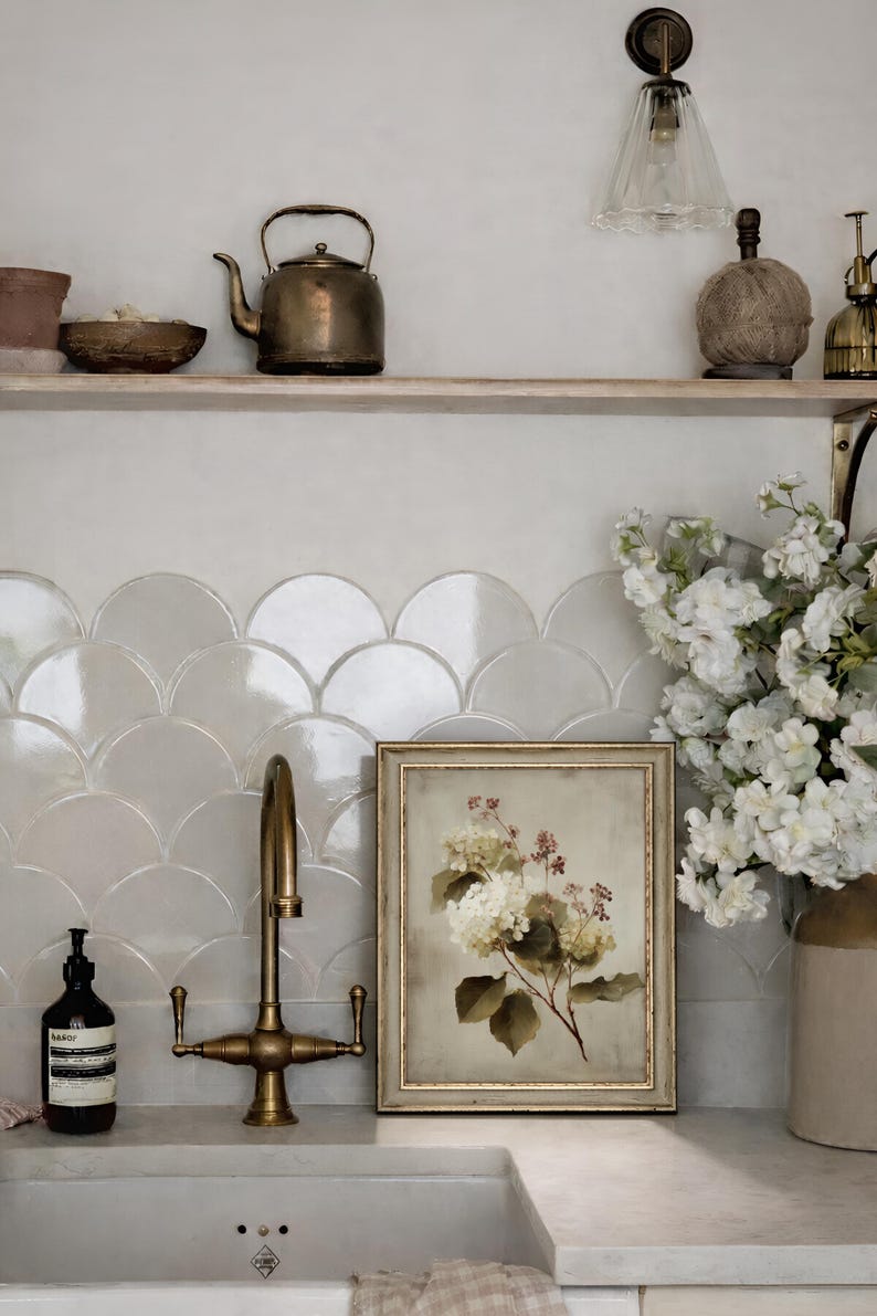 Vintage Wildflower Oil Painting | Muted Floral Wall Art | Antique ...