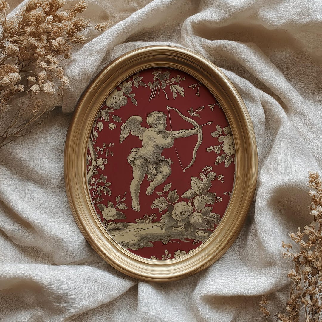 Vintage Cupid Wall Art, Romantic French Baroque Illustration, Valentine ...