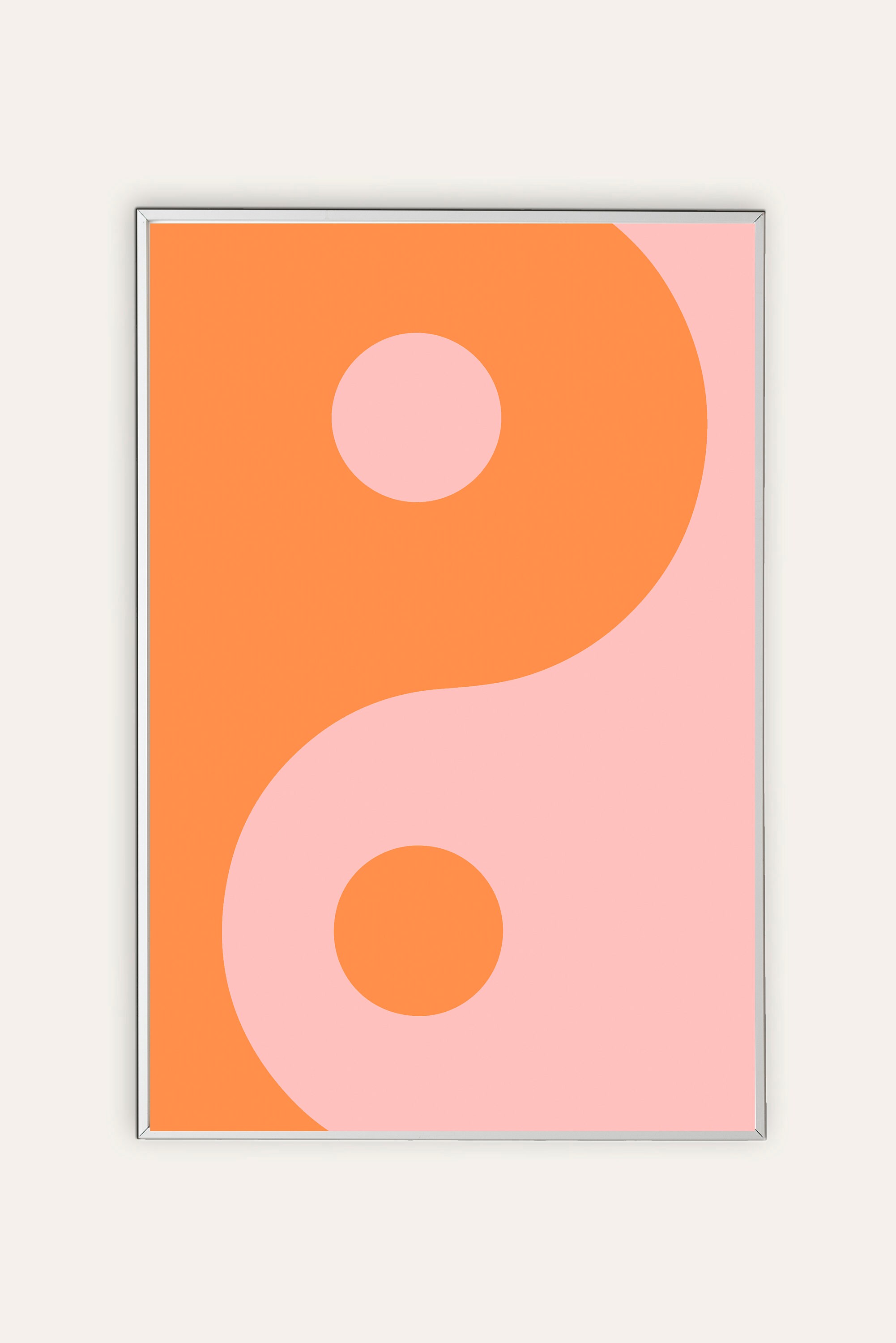 Pink and Orange Yin Yang, Yin Yang Print, Spiritual Art Print, Talisman ...