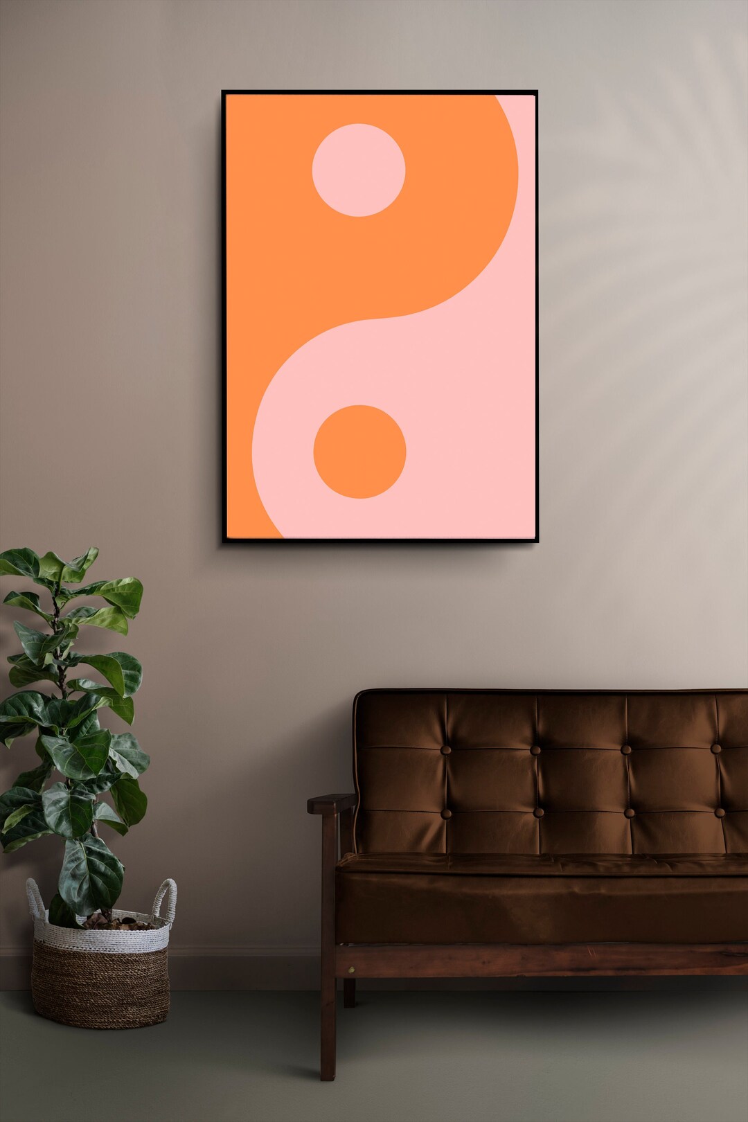 Pink and Orange Yin Yang, Yin Yang Print, Spiritual Art Print, Talisman ...