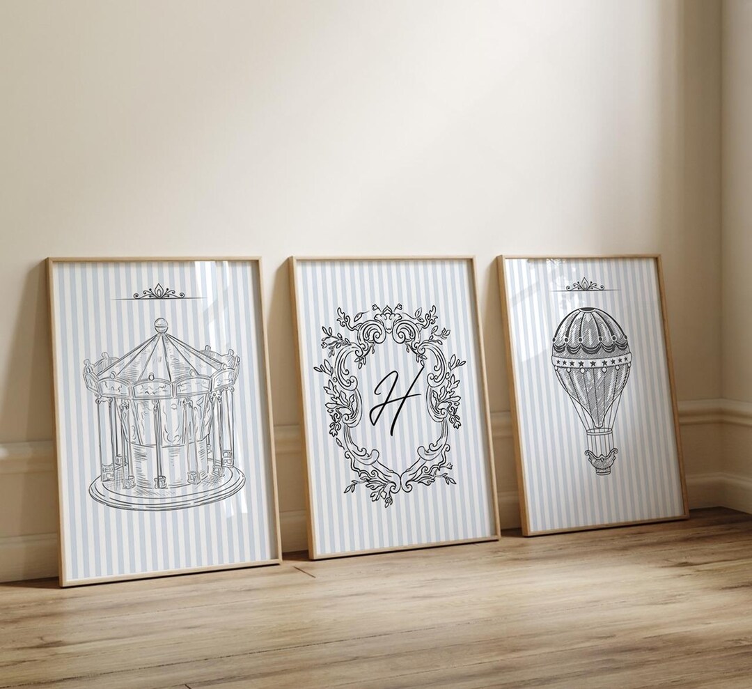 Carousel Art Watercolor,carousel Wall Art,boy Nursery Decor,nursery ...