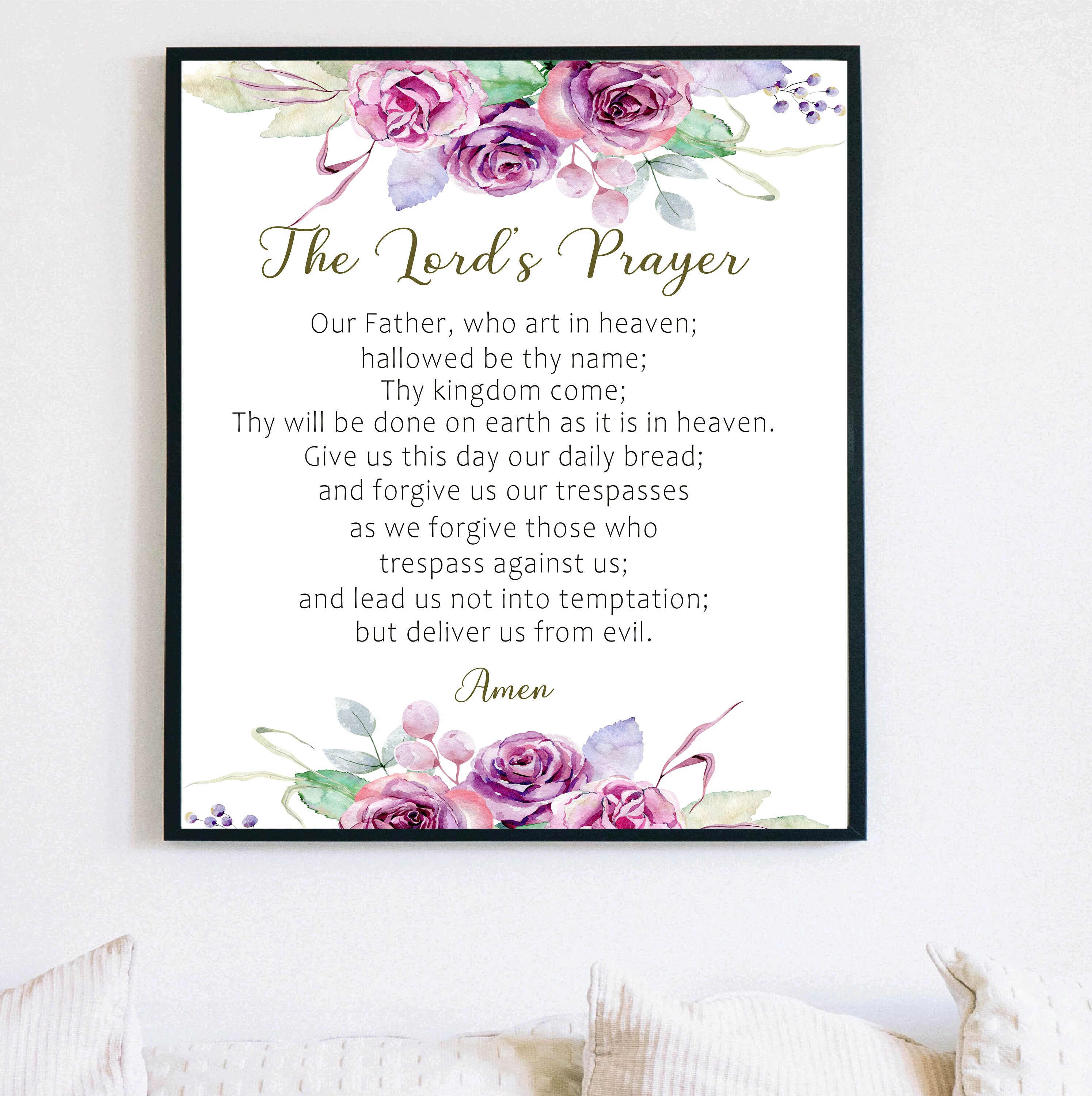 The Lords Prayer Print, the Lords Prayer Printable, Our Father Prayer ...