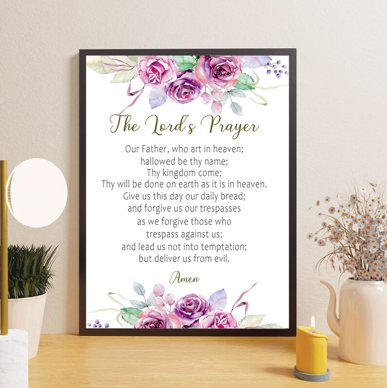 The Lords Prayer Print, the Lords Prayer Printable, Our Father Prayer ...