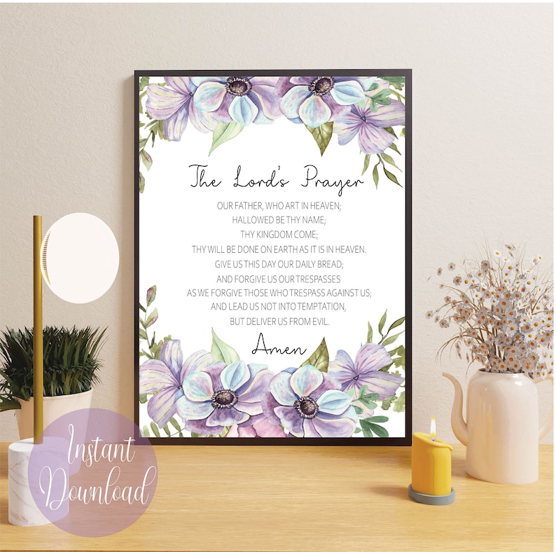 The Lords Prayer Print the Lords Prayer Printable Our Father - Etsy