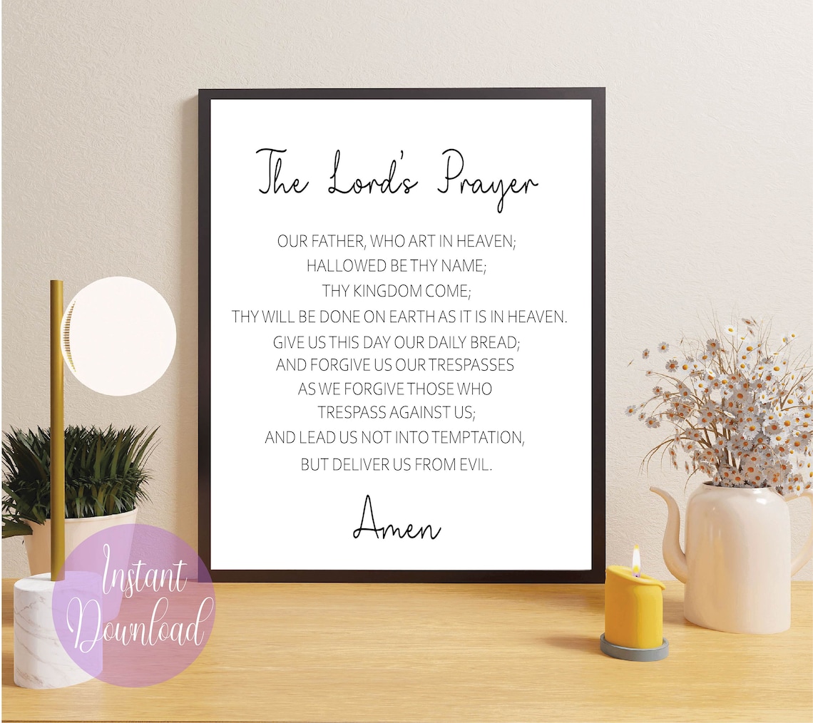 The Lords Prayer Print the Lords Prayer Printable Our Father - Etsy