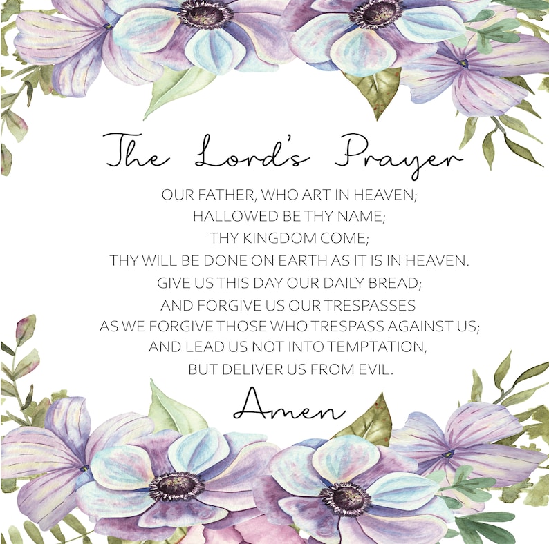 The Lords Prayer Print, the Lords Prayer Printable, Our Father Prayer ...