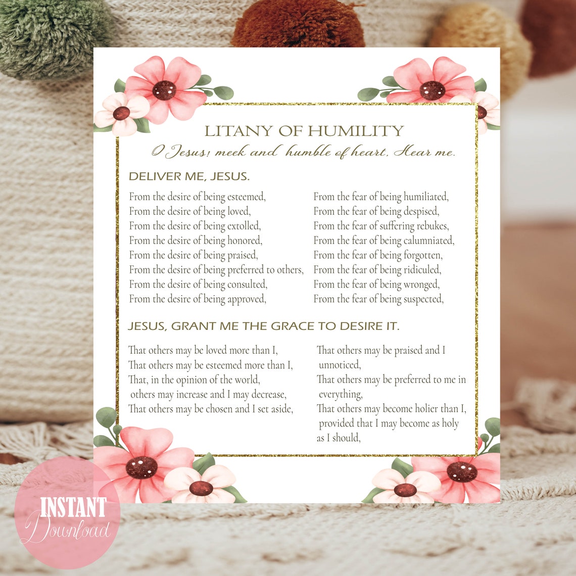 Litany of Humility Prayer Printable, Deliver Me Jesus Prayer, Catholic ...