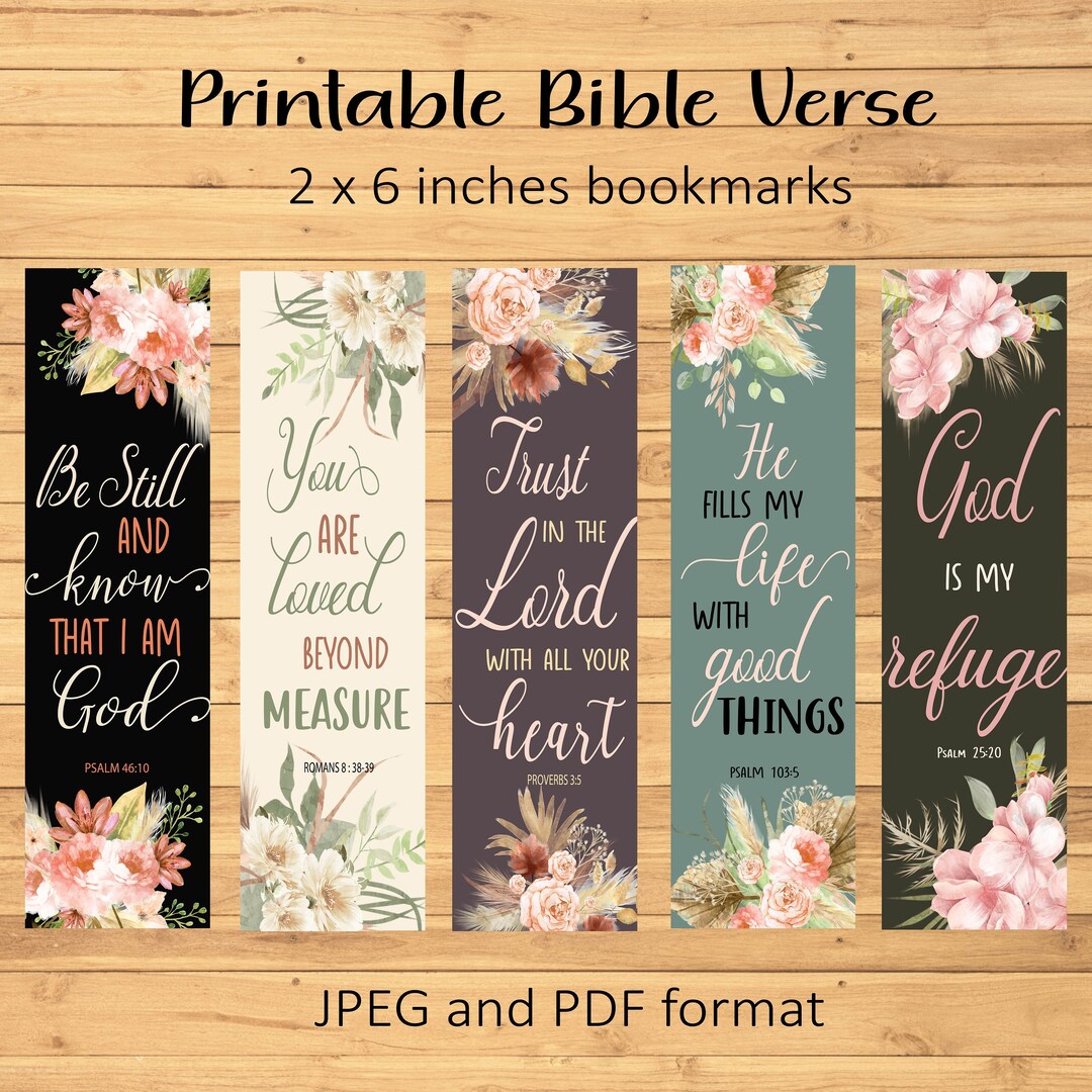 Printable Bible Verses Bookmarks, Set of 5,bible Journaling, Floral ...