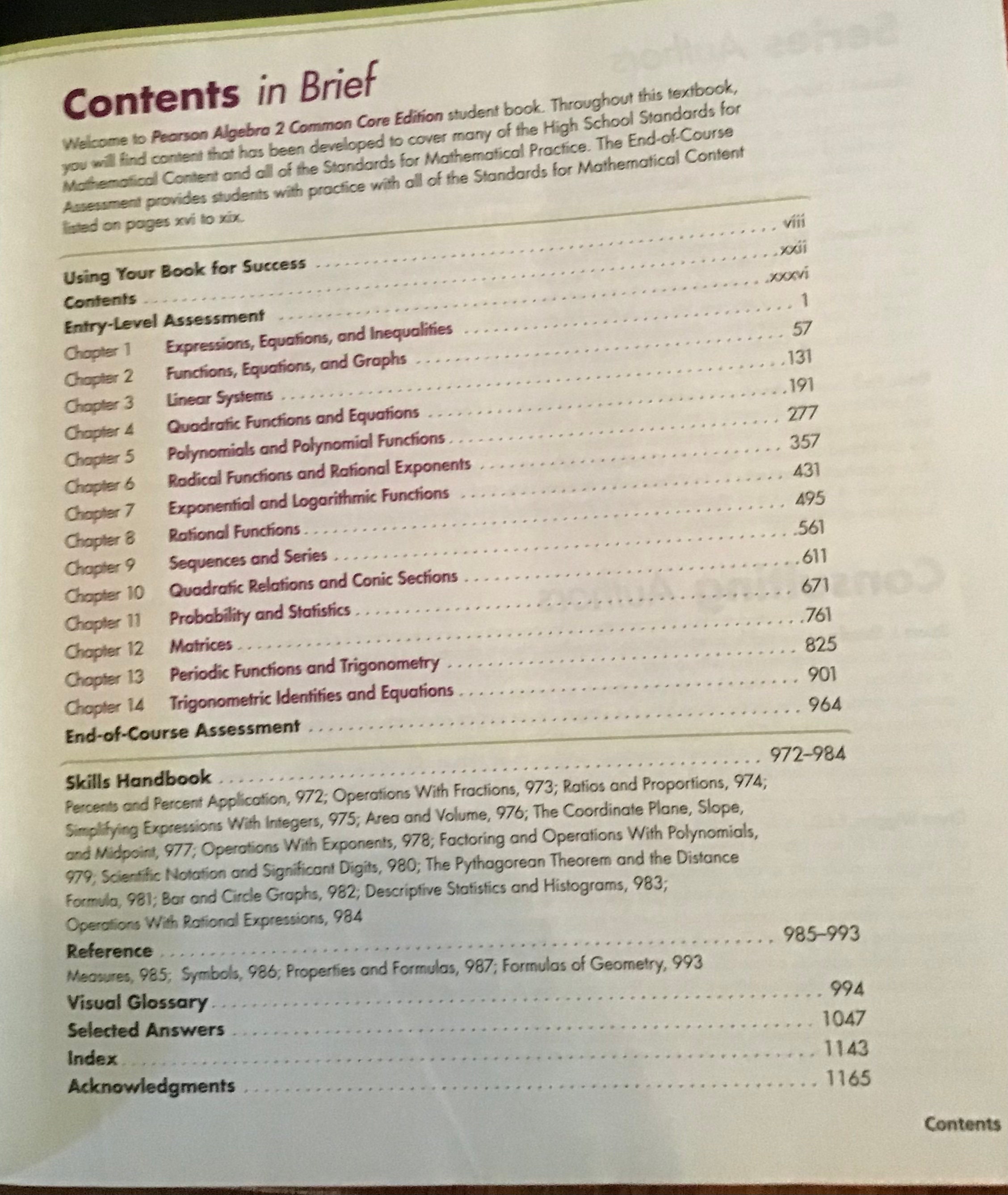 Algebra 2 Textbook Pearson