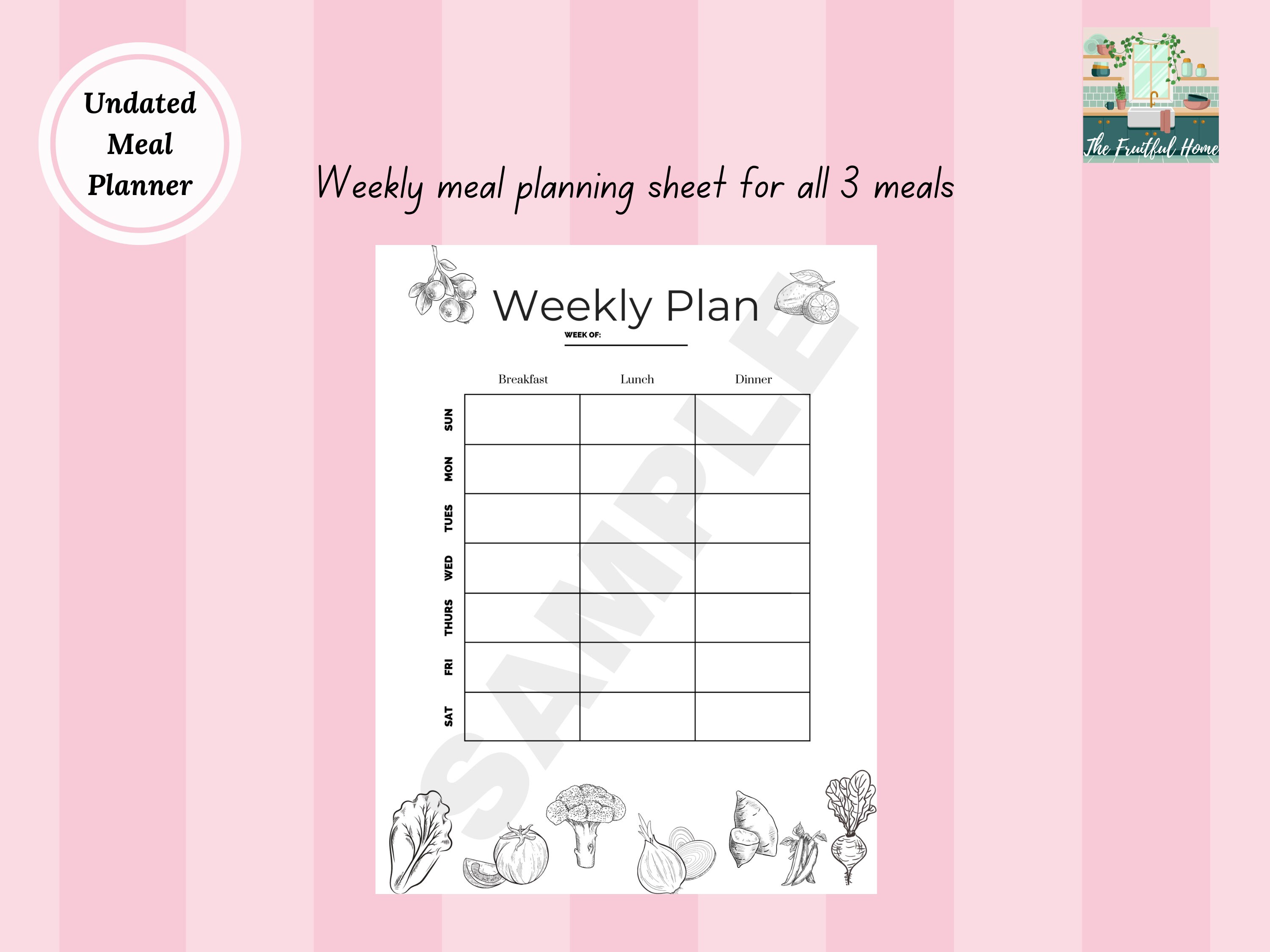 UNDATED Meal Planning BUNDLE | Printable PDF | Monthly Meal | Weekly ...