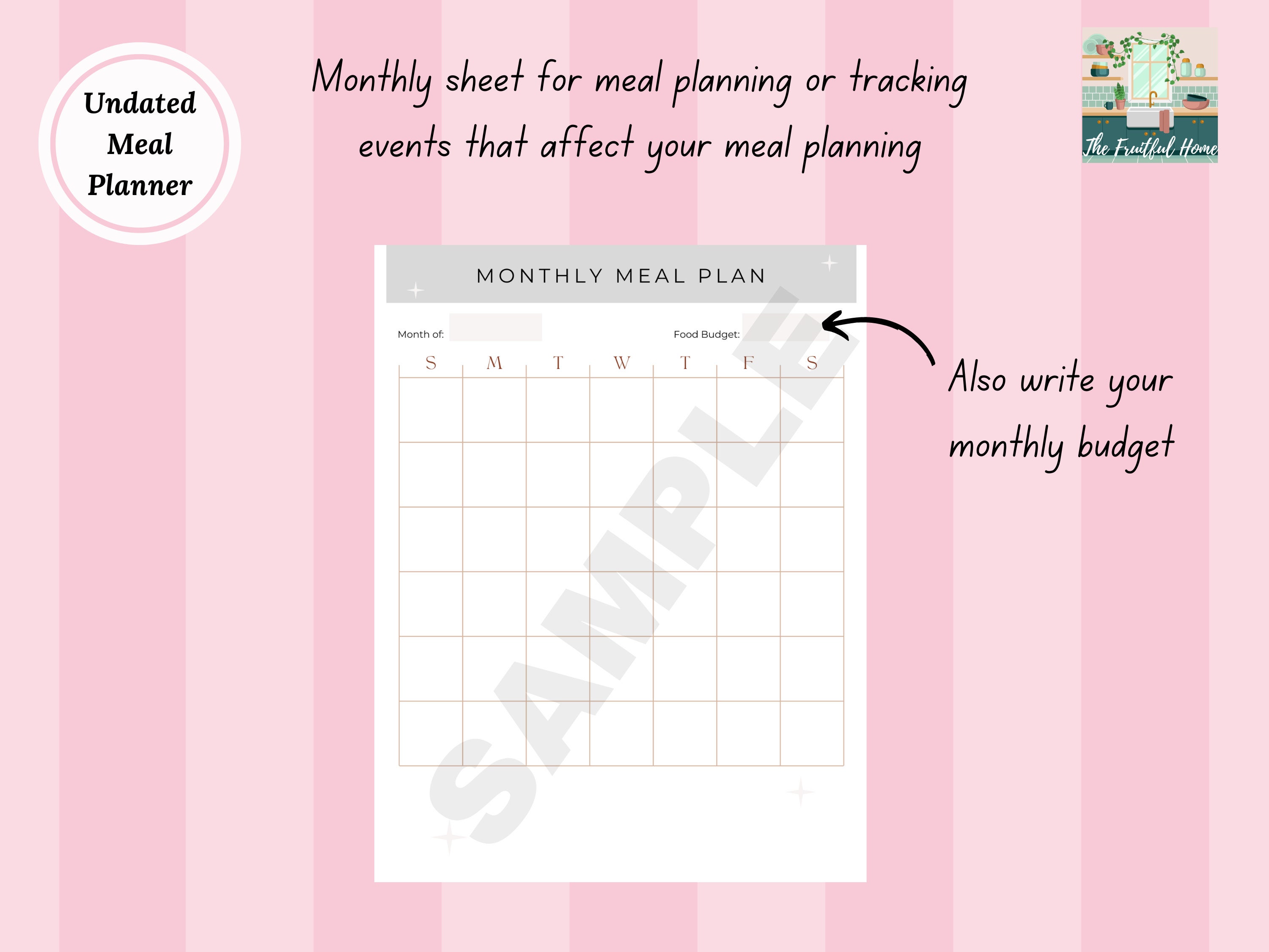 UNDATED Meal Planning BUNDLE | Printable PDF | Monthly Meal | Weekly ...