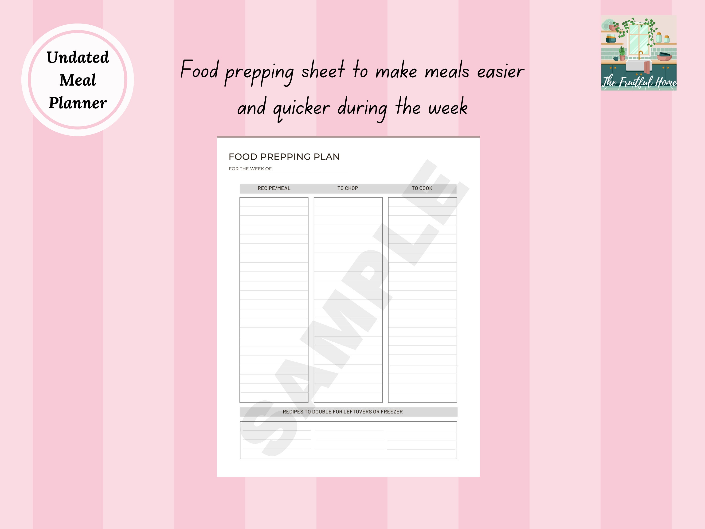 UNDATED Meal Planning BUNDLE | Printable PDF | Monthly Meal | Weekly ...